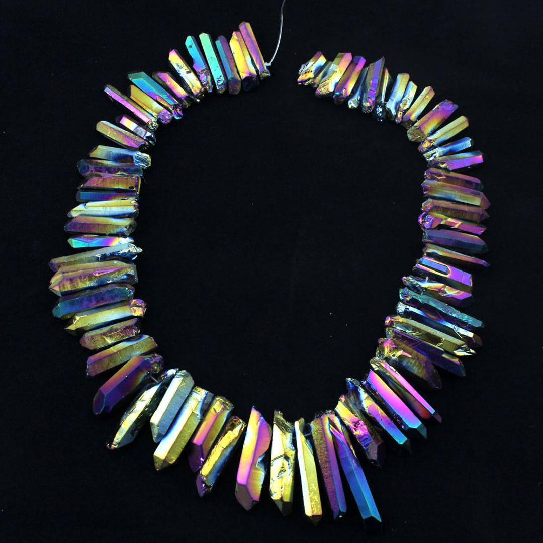 Full Strand Rainbow Titanium Quartz Stick Points,raw Quartz Points ...