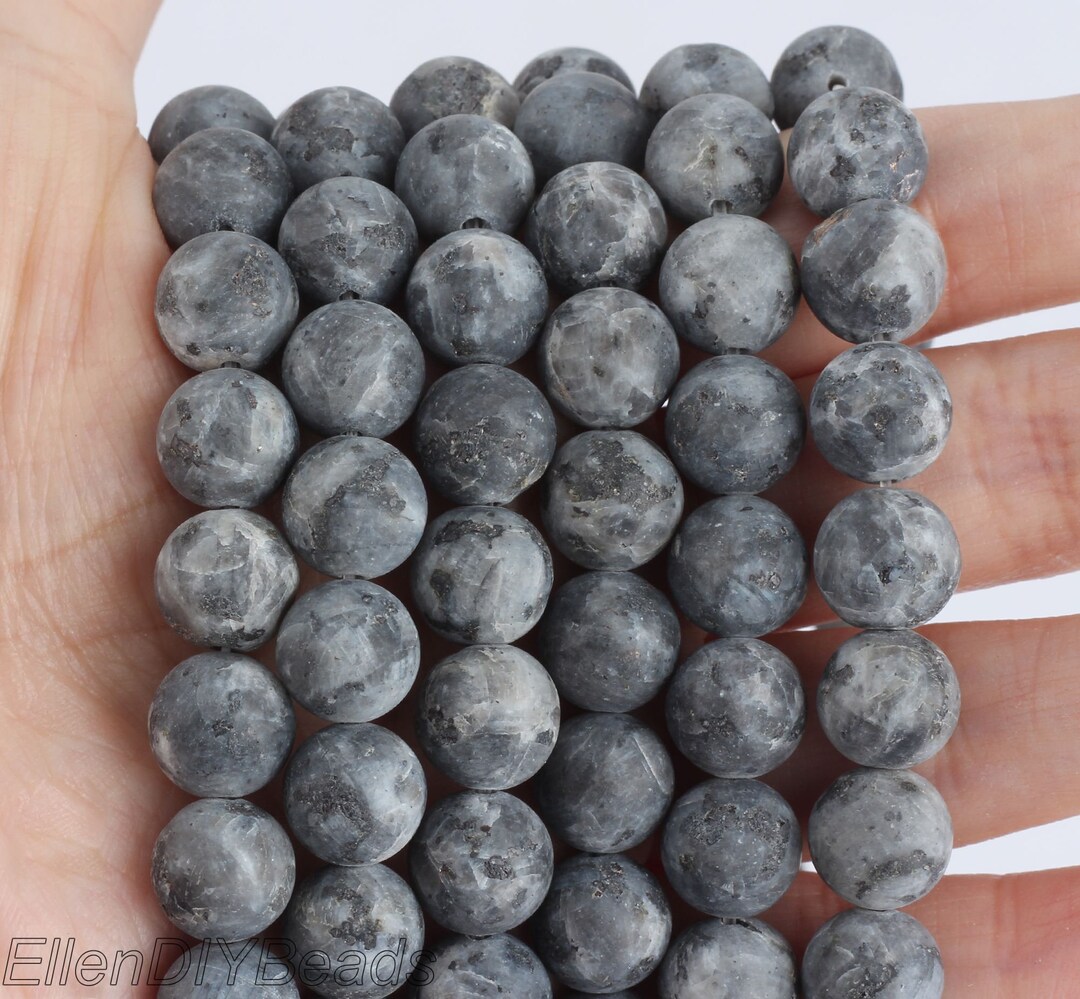 Matte Black Spectrolite Gemstone Beads: Frosted Gray Round, 4/6/8/10 ...