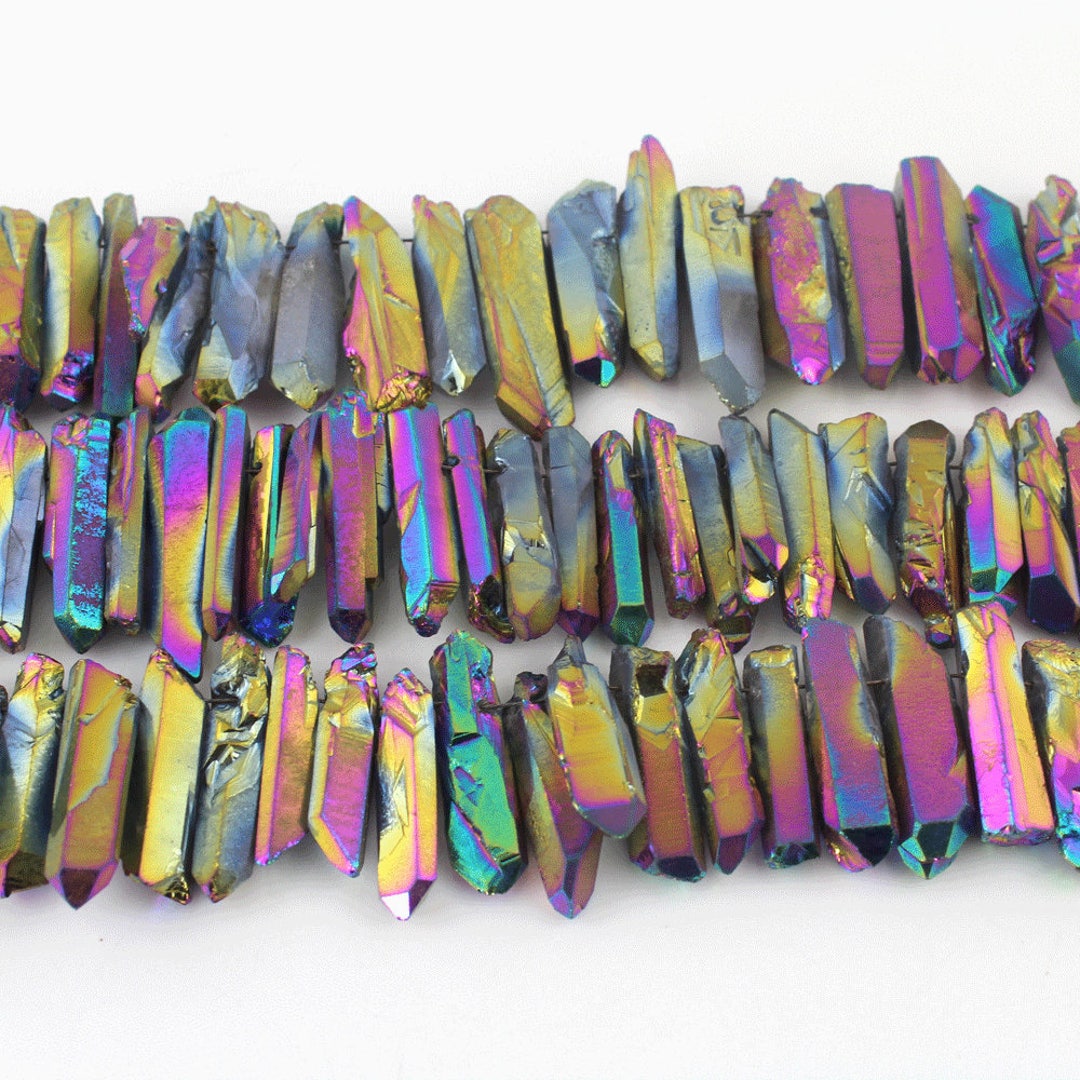 Rainbow Crystal Point Strand,aura Quartz Point Beads,loose Graduated ...