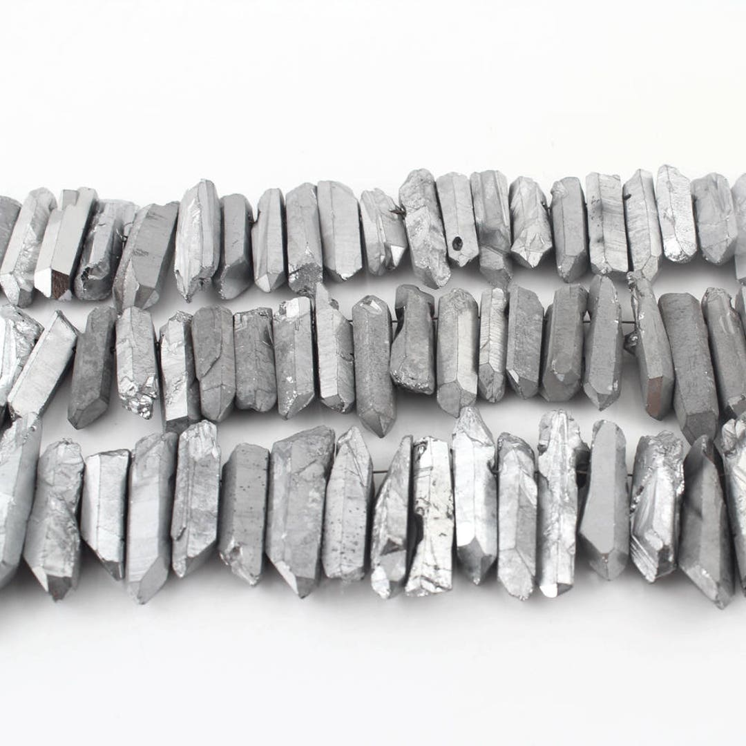 Silver Gray Quartz Points Strand ,natural Crystal Quartz Point Beads ...