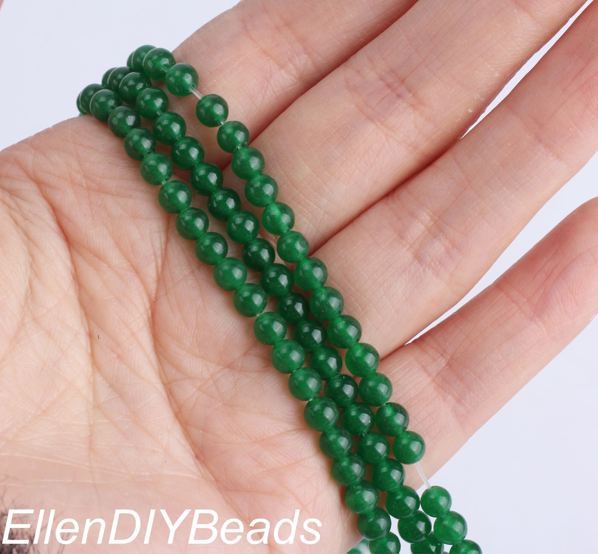 4/6/8/10/12mm Round Green Malay Jade, Elegant Gemstone Beads, Loose ...