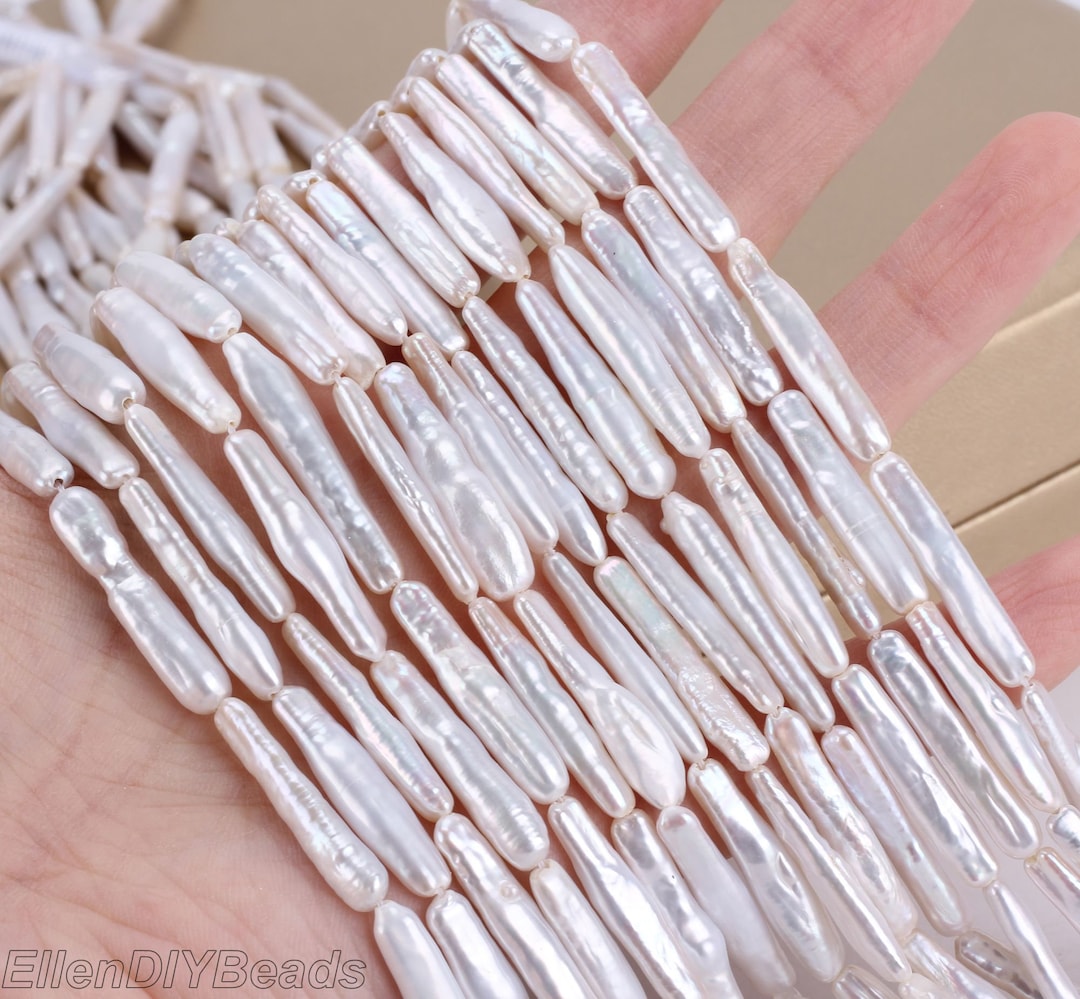 High Luster Biwa Freshwater Cultured Pearls,natural White Biwa Stick ...