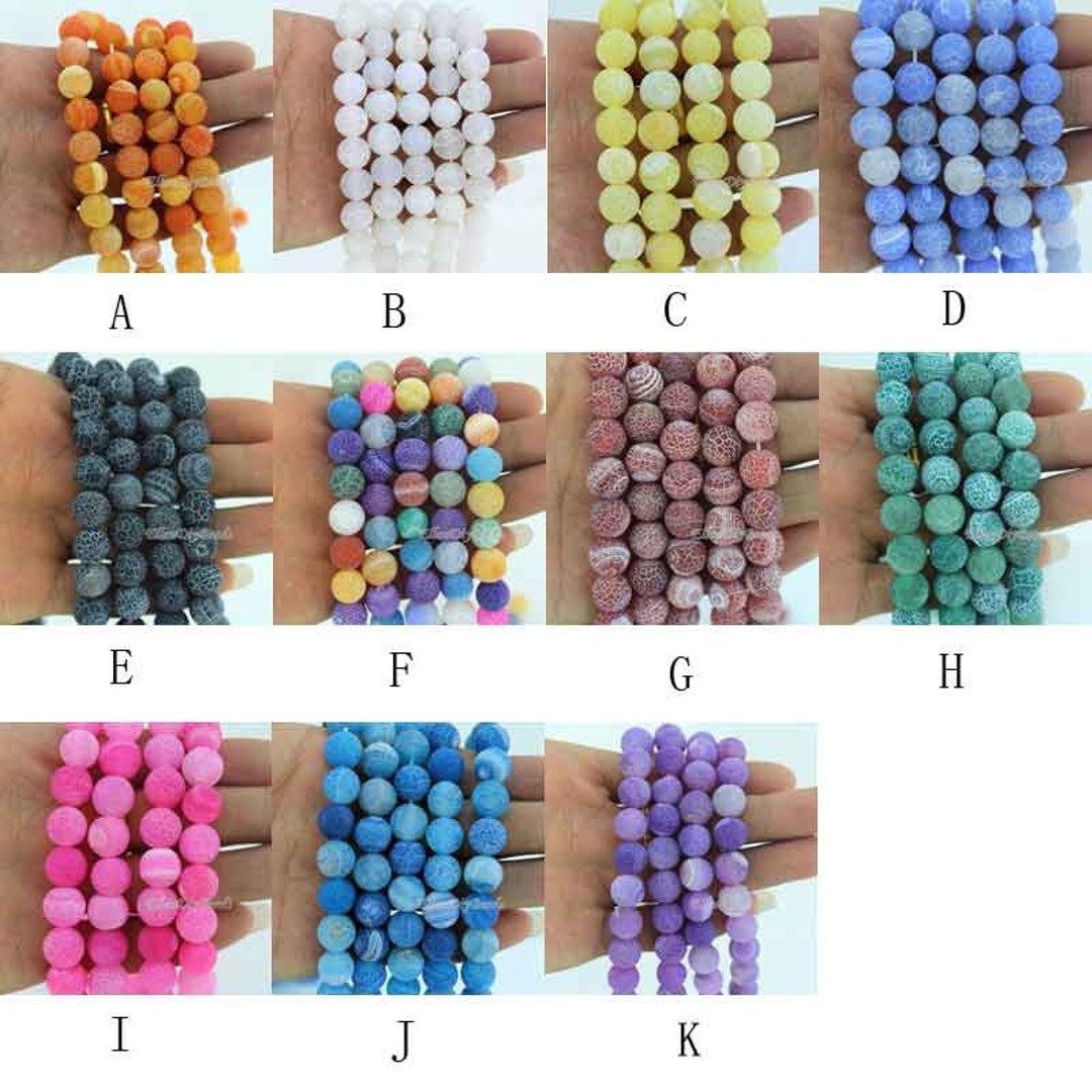 11 Colors 8mm Frosted Agate Beads,loose Matte Agate Beads,round ...