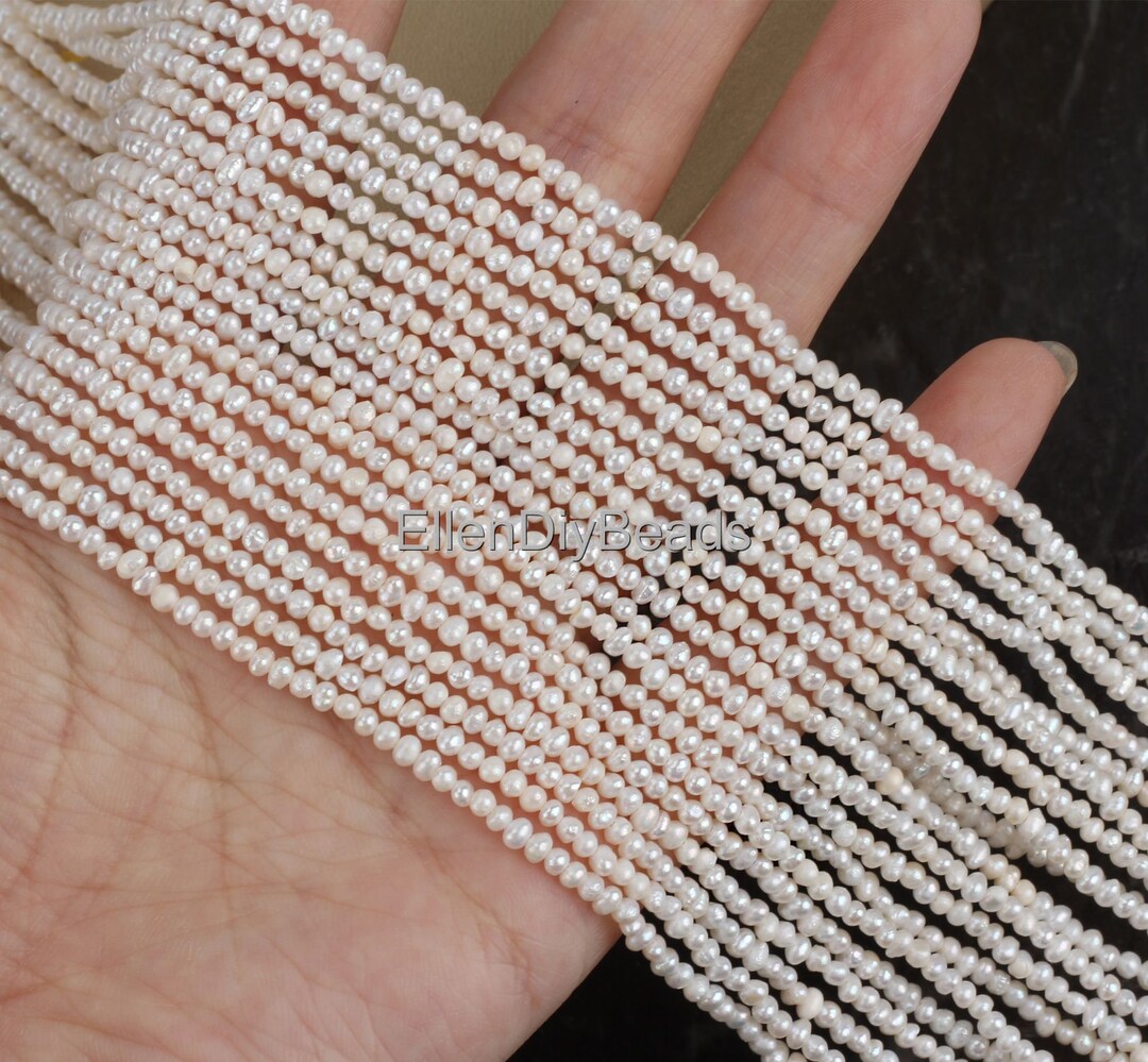 2.5-3mm Small White Irregular Shape Freshwater Pearls, Tiny Genuine ...
