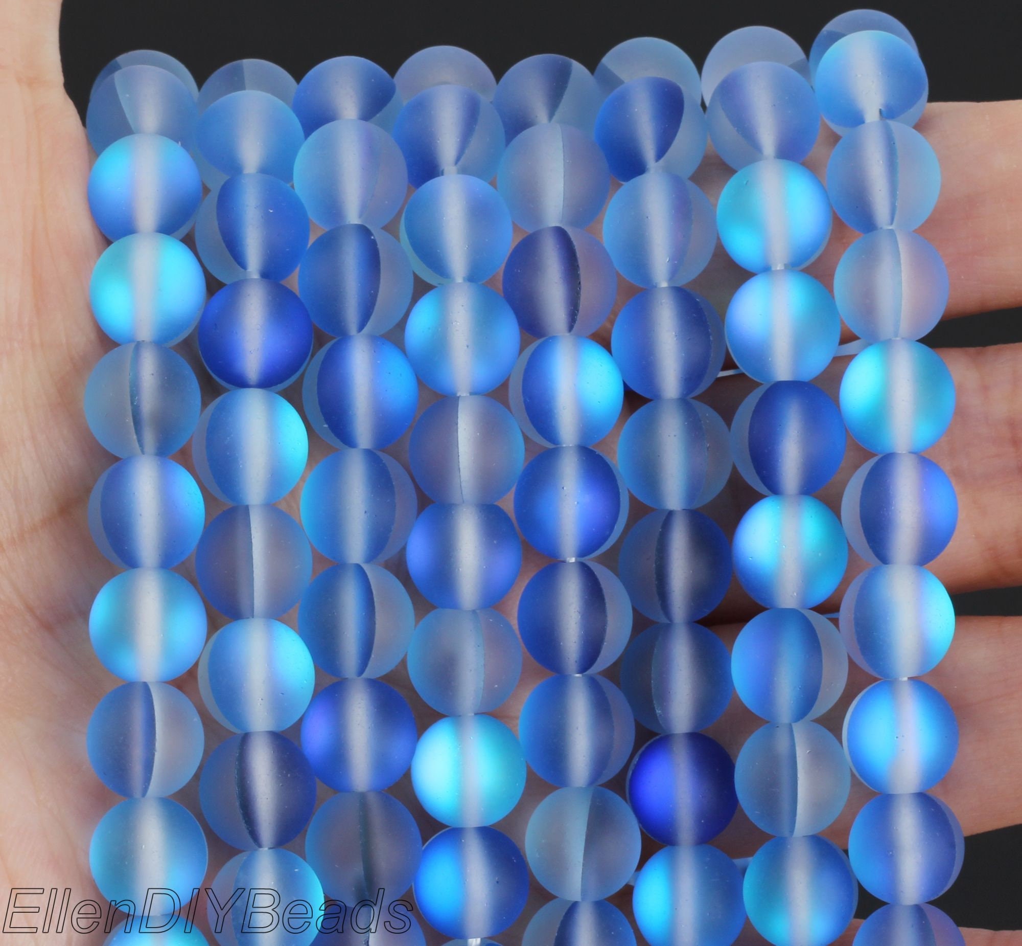 Matte Dark Blue Spectrolite Beads, Mystic Aura Quartz Flash Beads ...