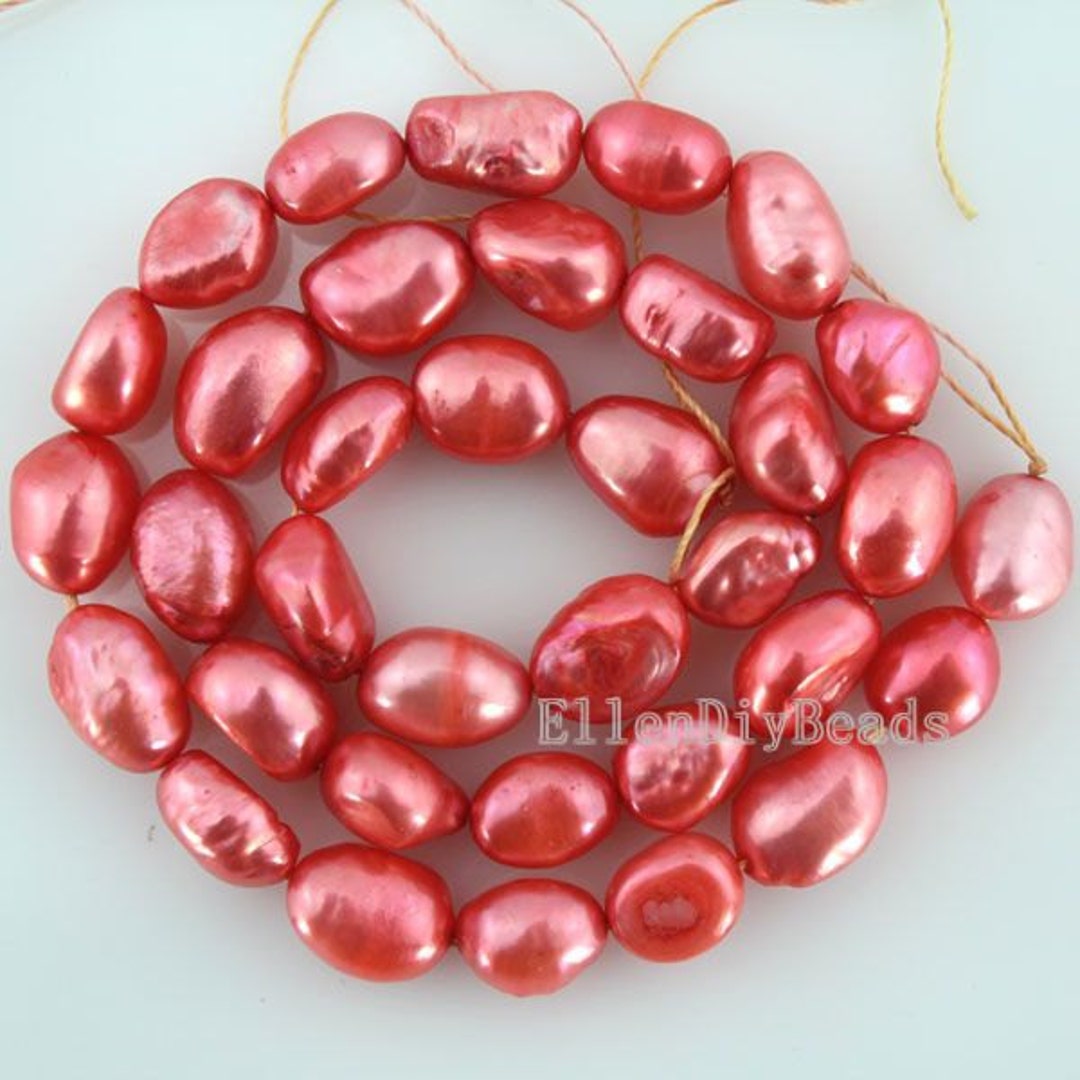 8-9mm Baroque Nugget Pearl Beads, Natural Red Freshwater Cultured Pearl ...