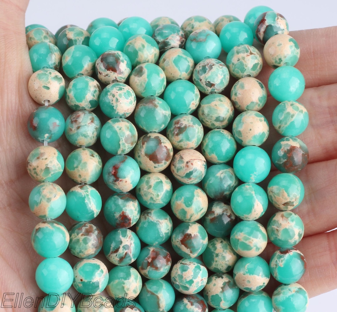 4/6/8/10mm Optimize Shoushan Stone, Blue-green Color Round Loose Beads ...