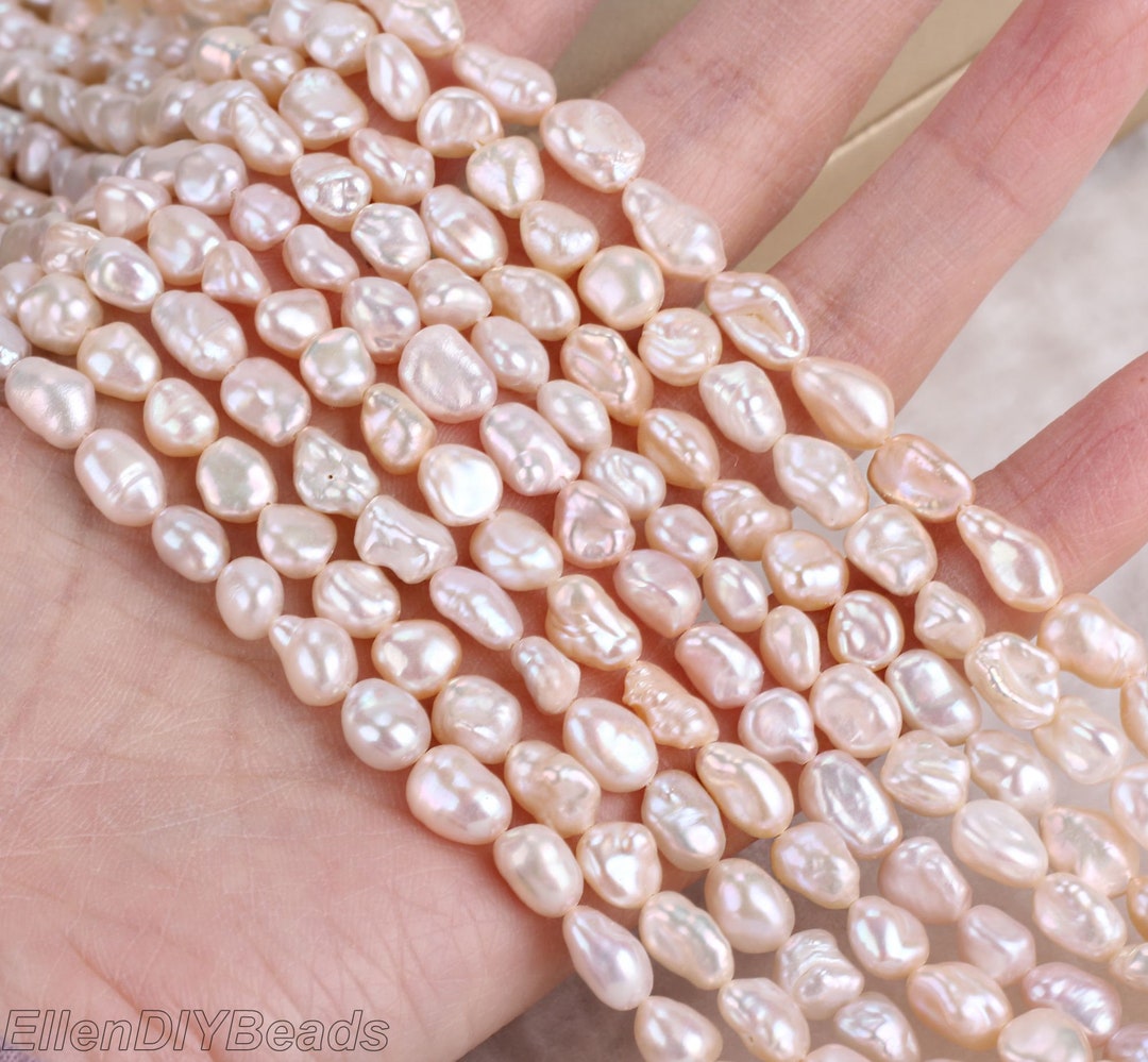 6-7mmpink Baroque Nugget Pearl Beads,natural Pink Freshwater Pearl ...