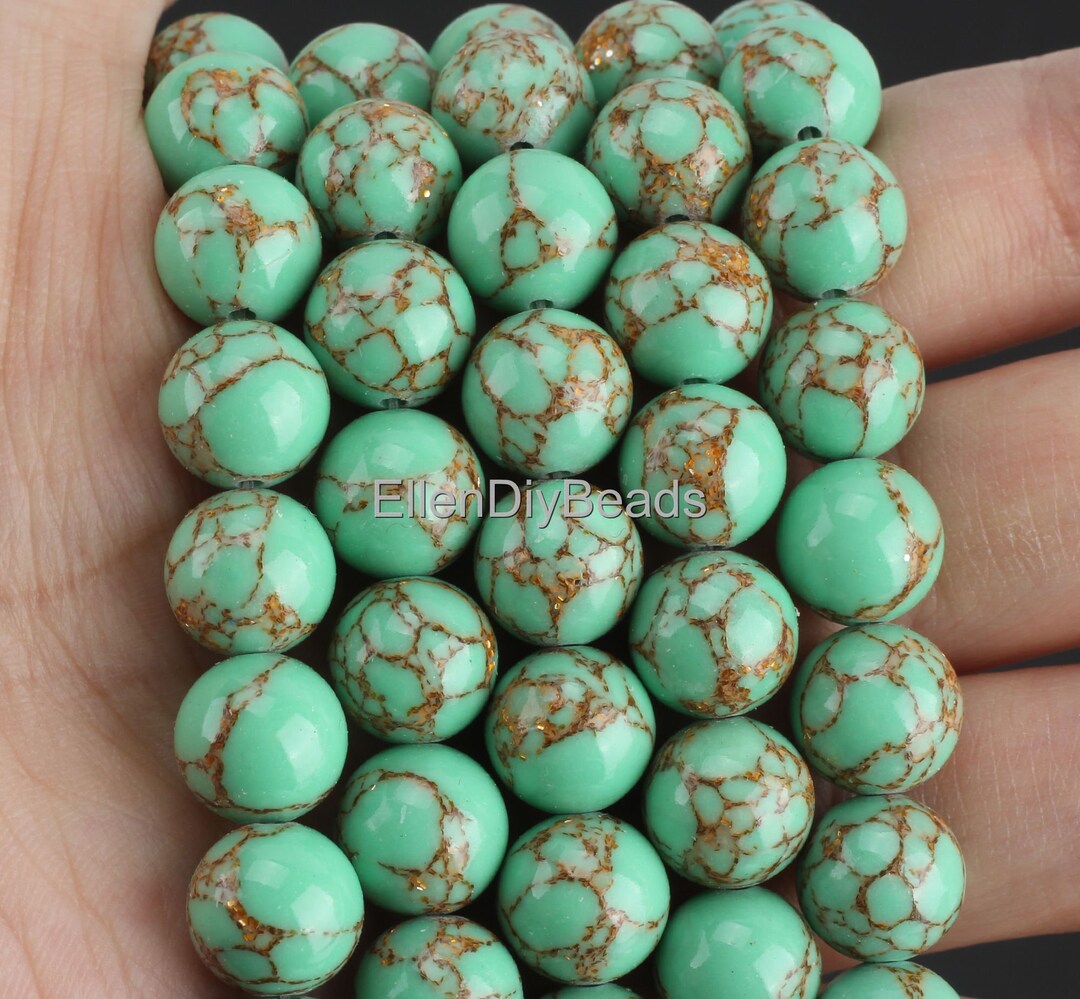 4/6/8/10/12mm Green Turquoise, Gold Vein Turquoise Magnesite, Necklace ...