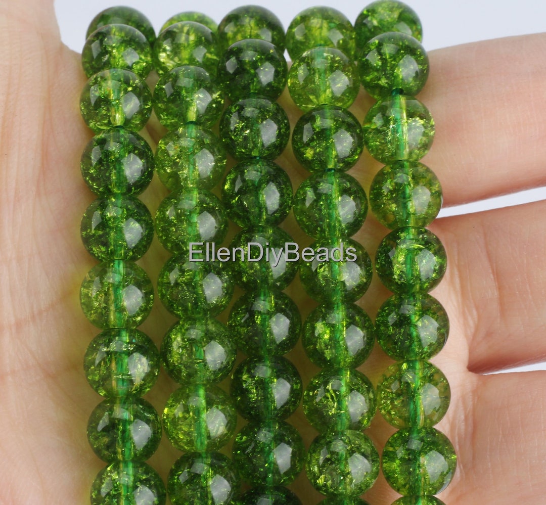 Olive Green Cracked Crystal, Bright Color Beads, Beading Supplies ...