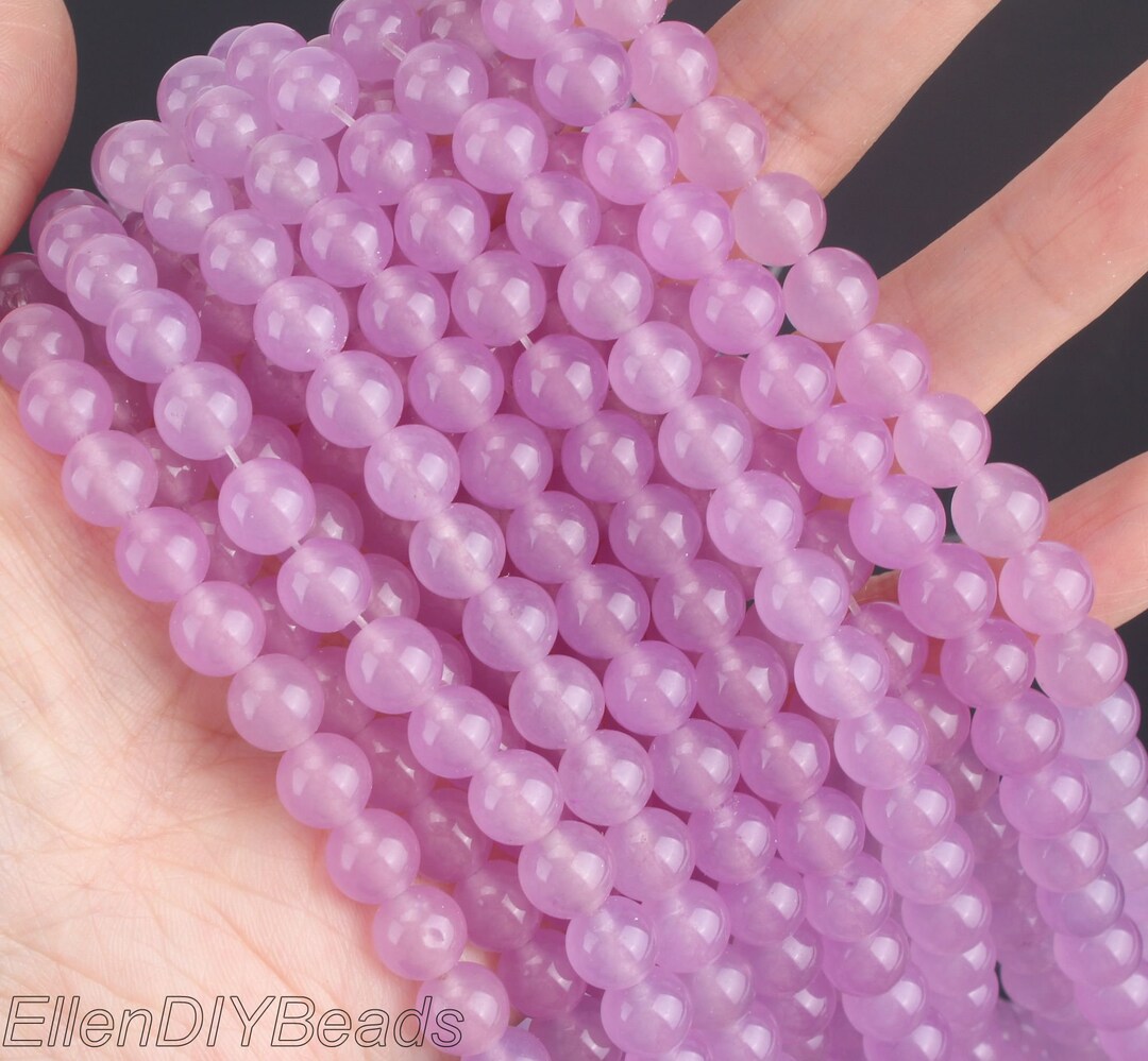 Full Strand, Round Light Purple Jade Beads, Lavender Smooth Jade Beads ...
