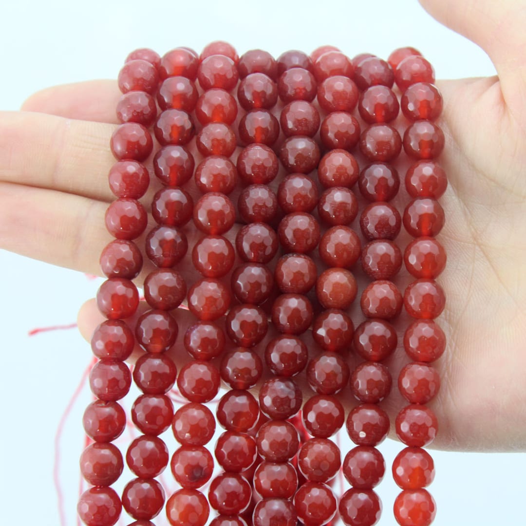 8mm Natural Red Fire Agate Beads, Polished Round Loose Gemston Spacer ...