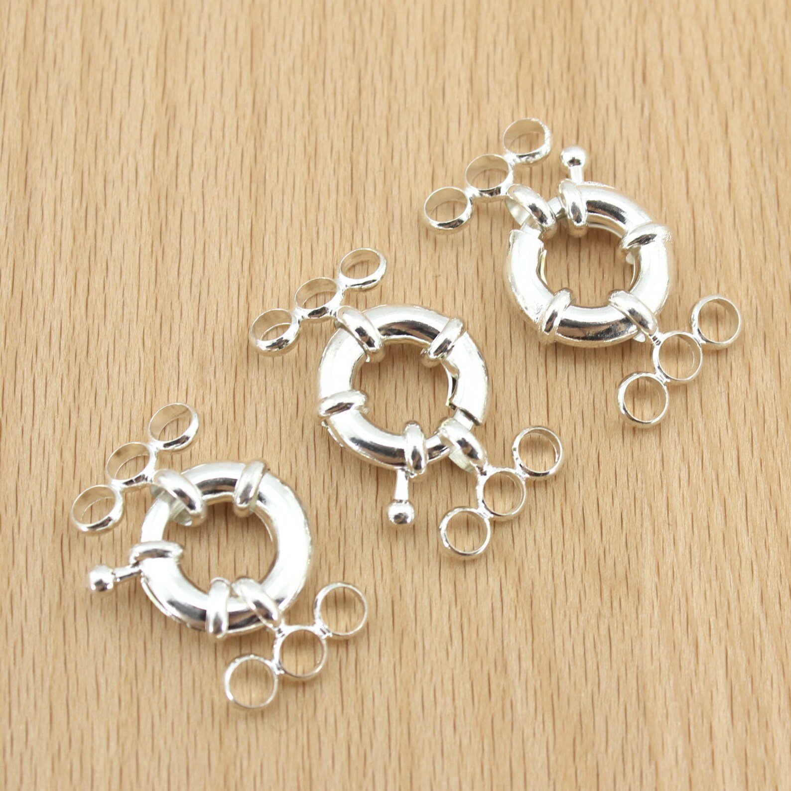 1.23 row Jewelry Clasp13mm Silver Plated Spring Clasp Round | Etsy