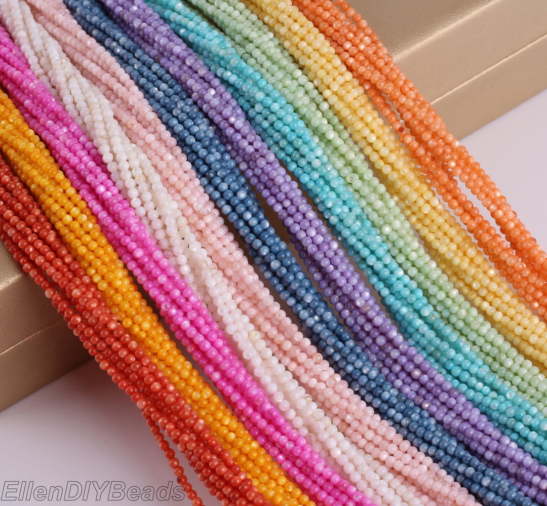 Bulk 2mm Round Shell Beads,loose Small Shell Pearl Beads,rainbow Shell ...