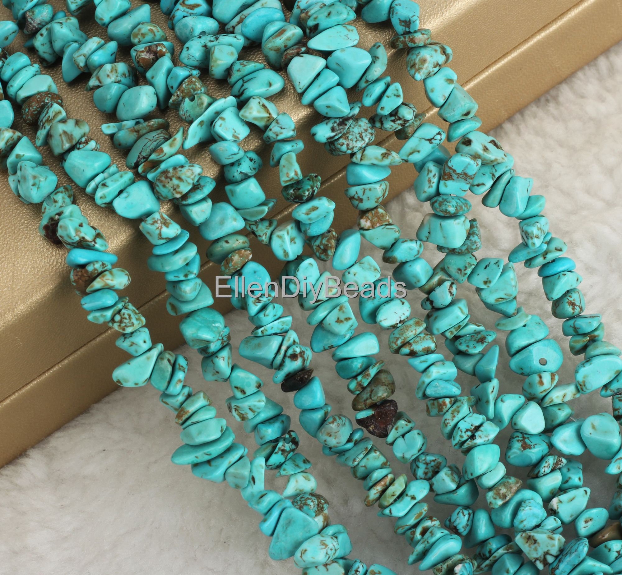 5x10mm Chunky Sliced Turquoise Beads, Irregularly Shaped Blue Beads ...