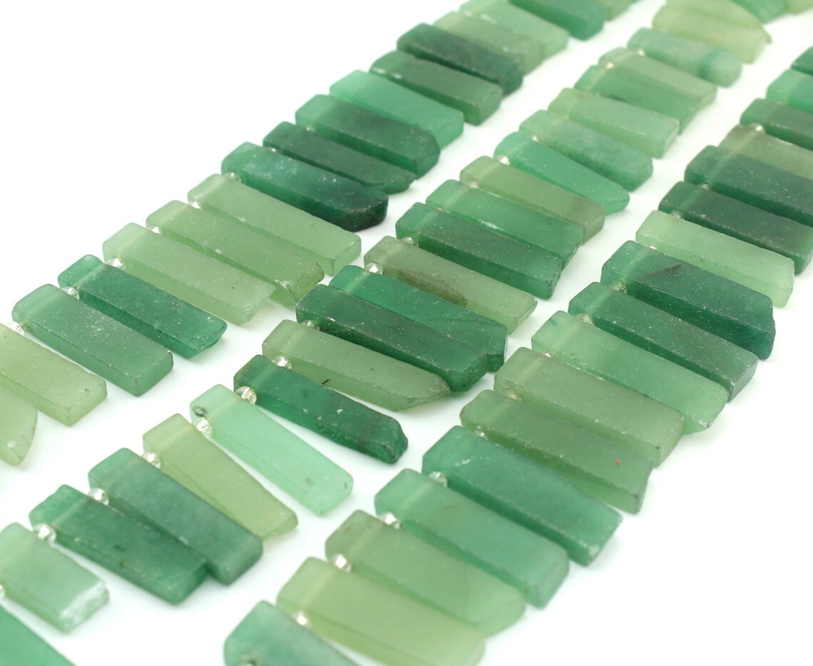 Green Graduated Slice Aventurine, Stick Point Beads ,slices Aventurine ...