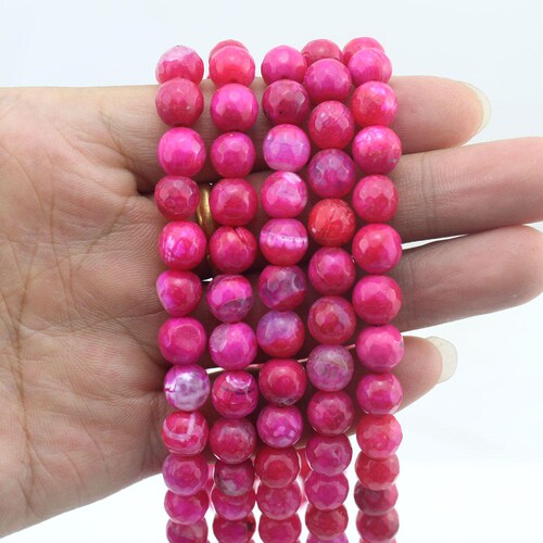 8mm Pink Fire Agate Beads Full or Half Strand Round Hot - Etsy