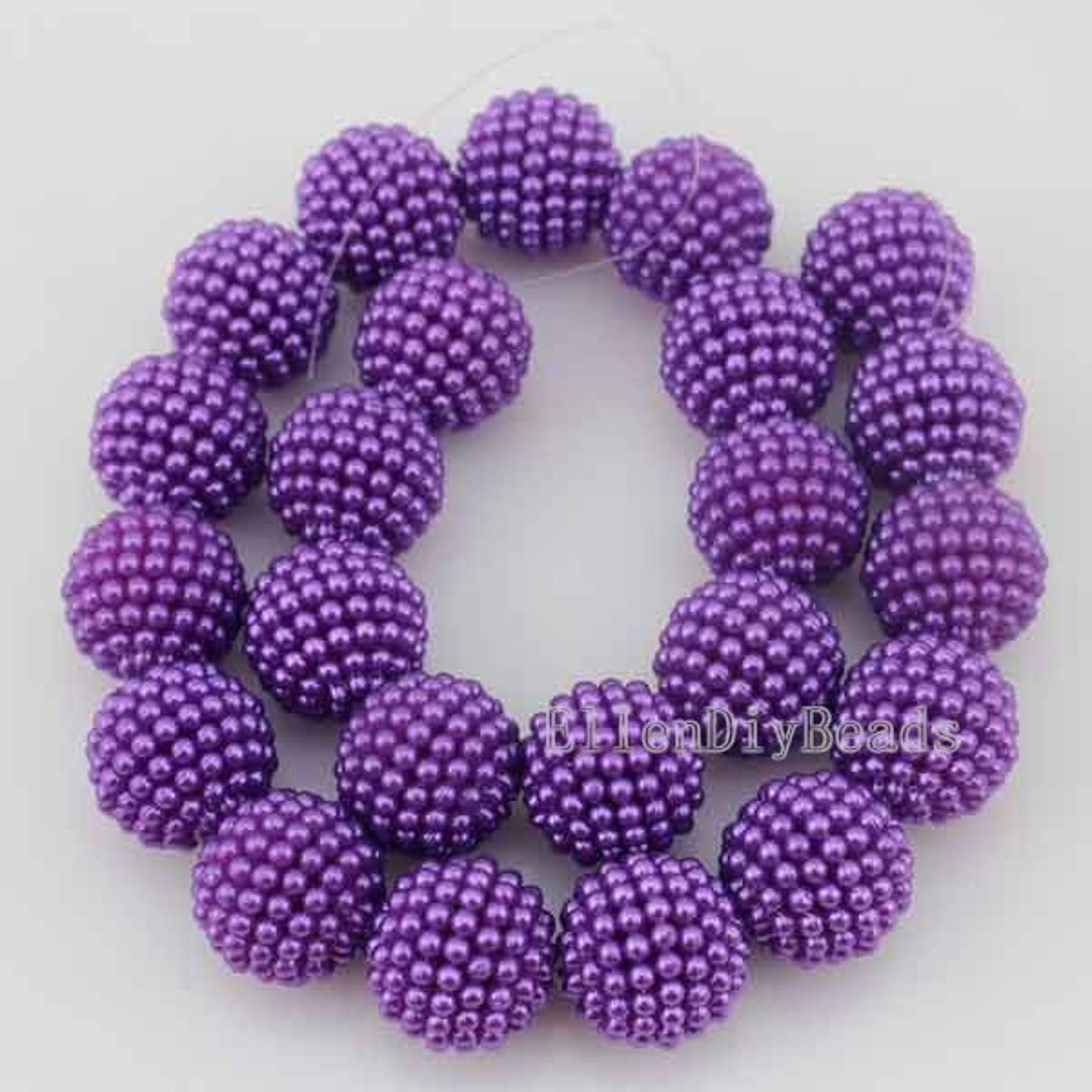 20mm Purple Round Beads, Pearl Shaped Beads, Plastic Acrylic Beads ...