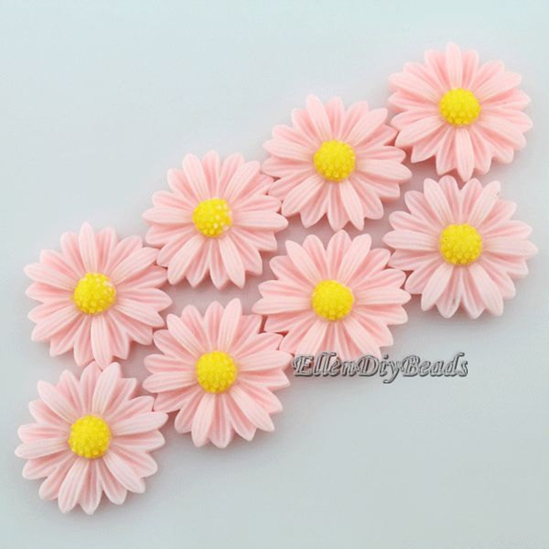 20pcs --22mm Pin Resin Sun Flowers, Flower Shaped Flatback Beads ...