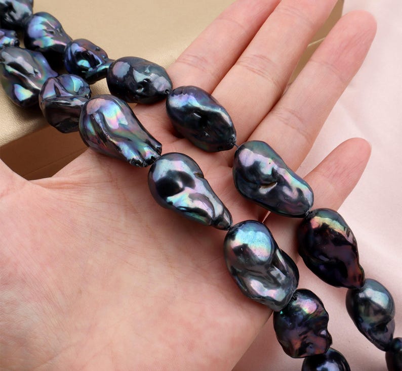 15-20x21-30mm Black Freshwater Fireball Pearls, Irregular Baroque Pearl ...
