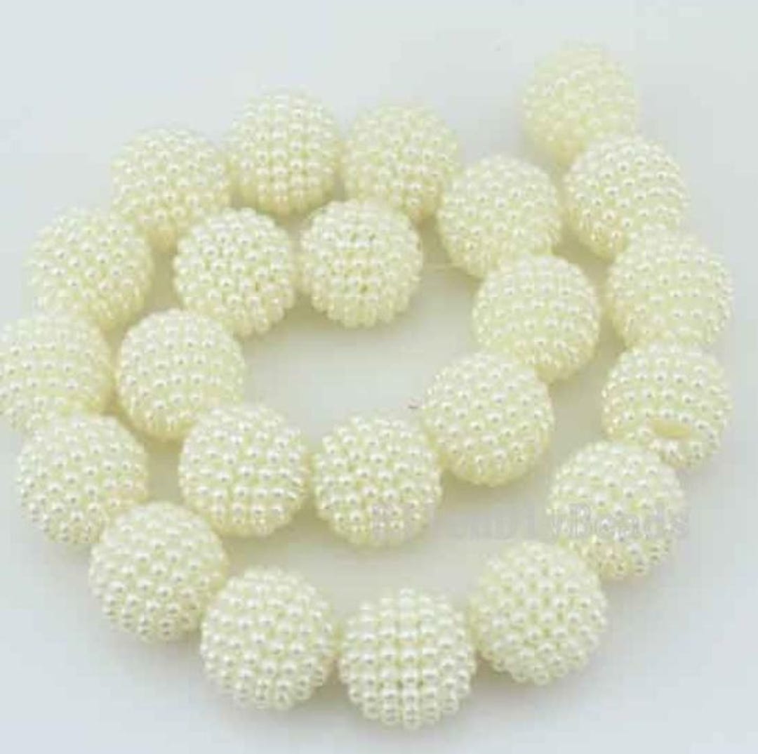 20mm Cream Round Pearl Ball Beads, Acrylic Beads, Bubble Ball Beads ...