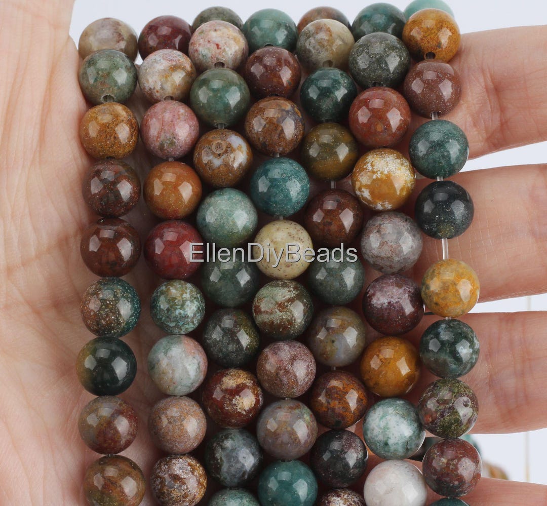 8mm Indian Bloodstone Gemstone, Mixed Color Beads, Healing Energy ...