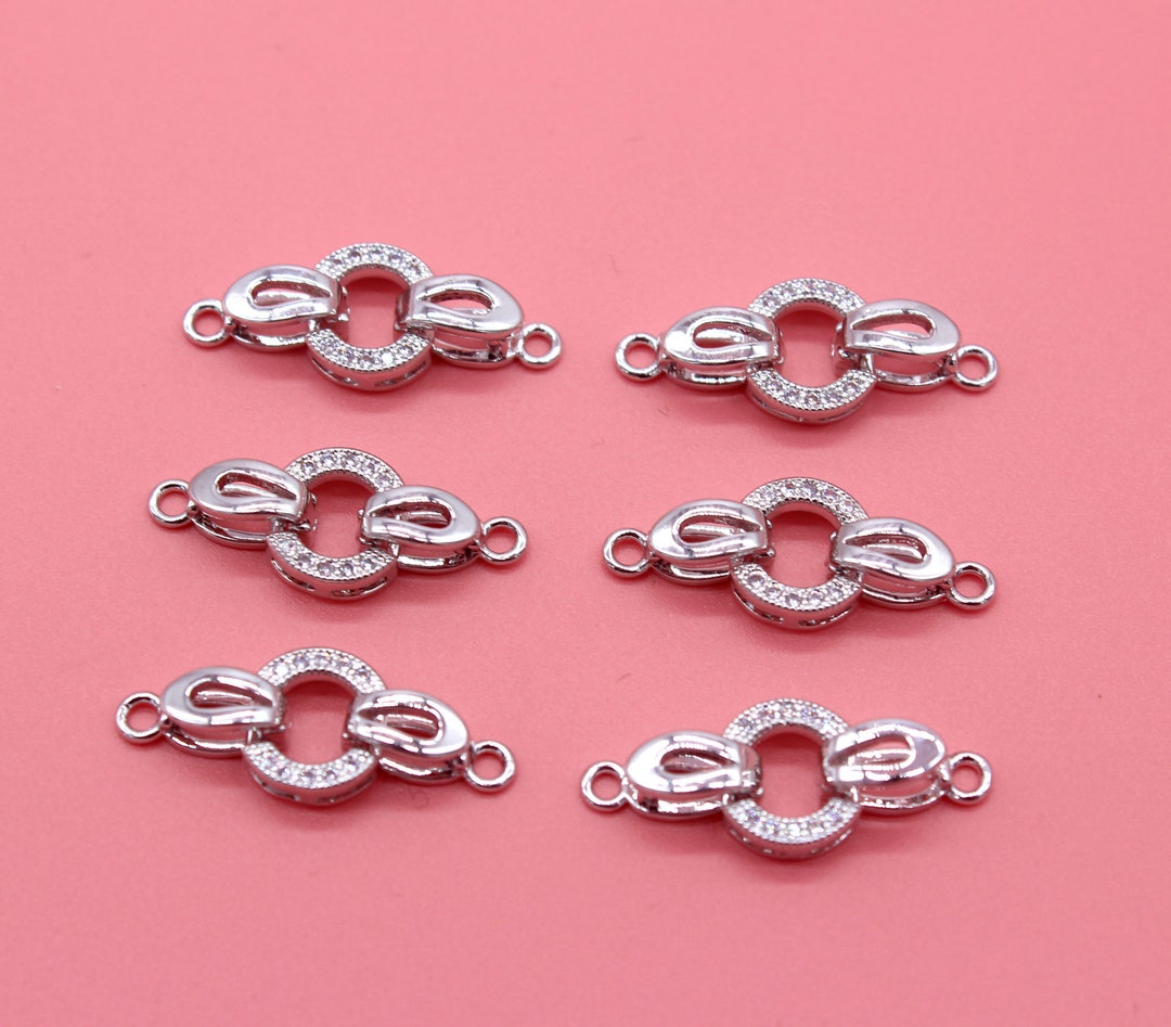 5pcs High Quality Silver Plated Flod Over Buckle Clasps ,round CZ ...