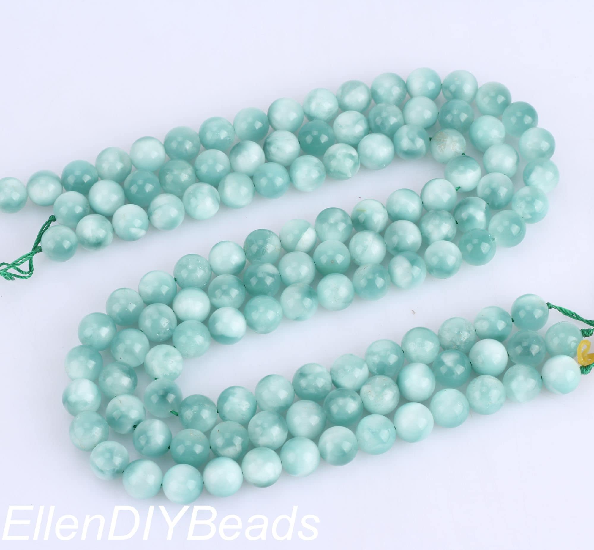 6/8/10mm Peacock Angelite, Green Gradient Color Moonstone Beads, Smooth ...