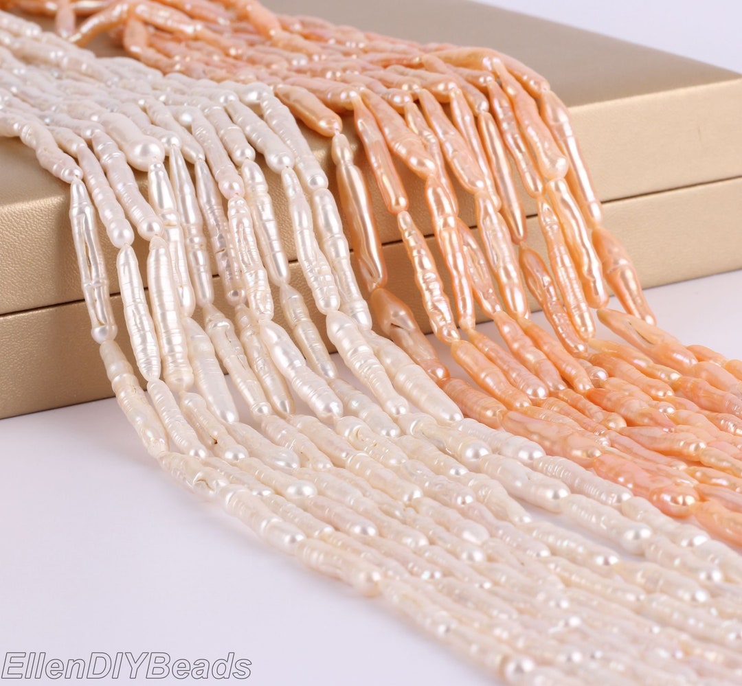 4-6x20-28mm Natural White/pink Long Biwa Freshwater Pearls,genuine High ...