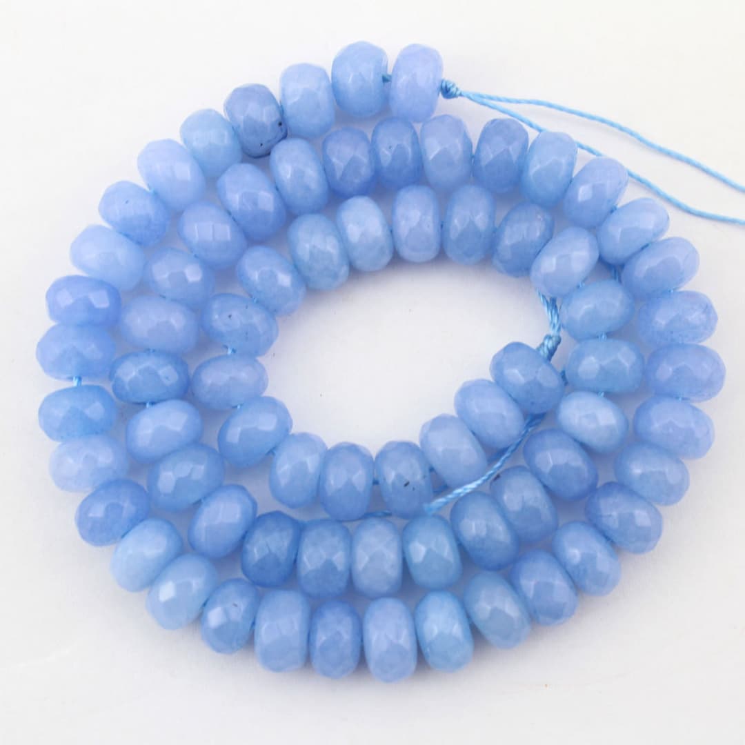 5x8mm Jade Faceted Beads, Sky Blue Beads, Loose Jade Rondele Beads ...