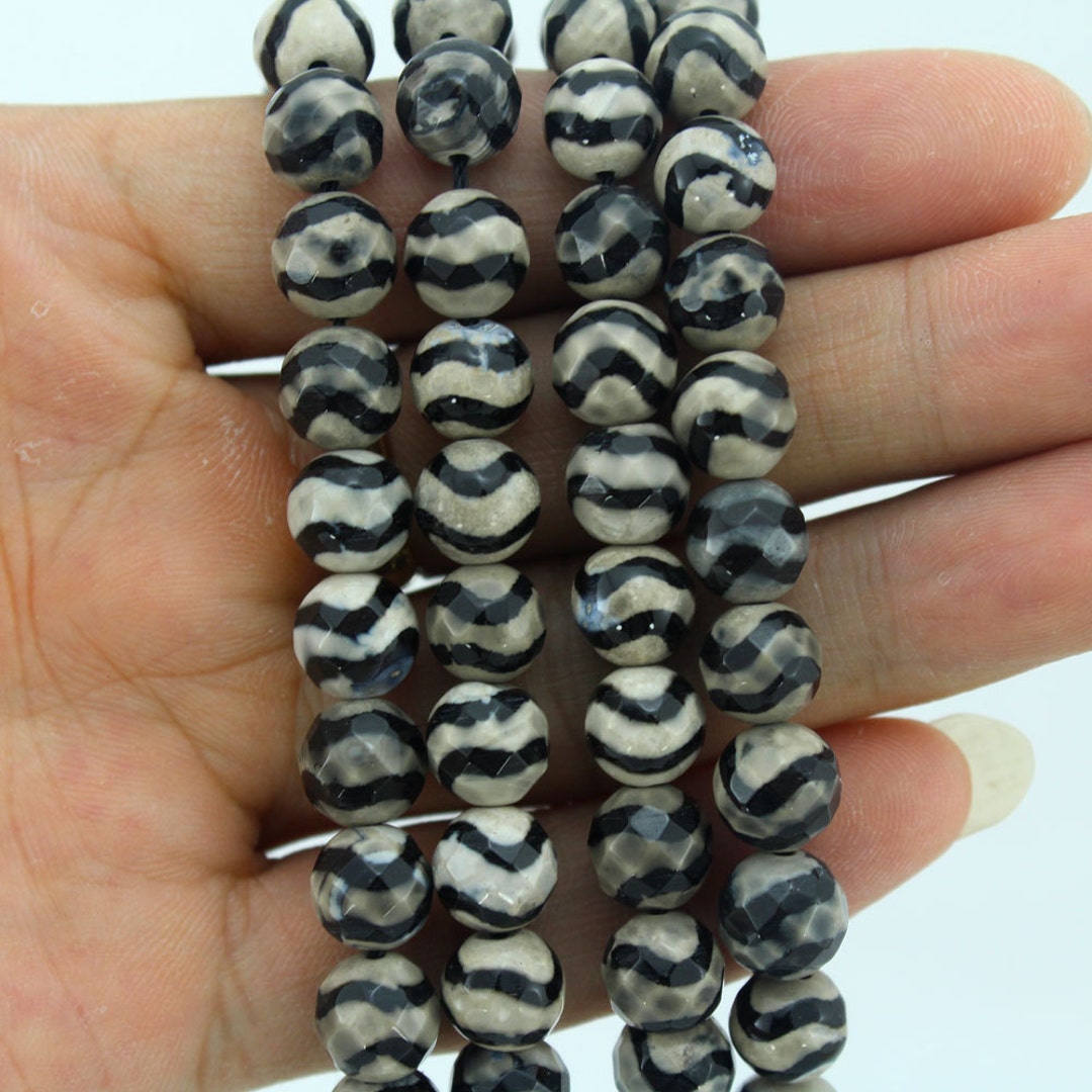 4mm,6mm,8mm,10mm Faceted Black Agate Bead ,eye Agate Strand ,round ...