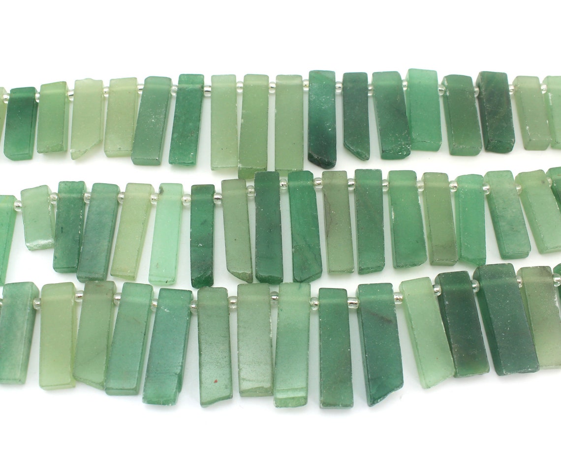 Green Graduated Slice Aventurine, Stick Point Beads ,slices Aventurine ...