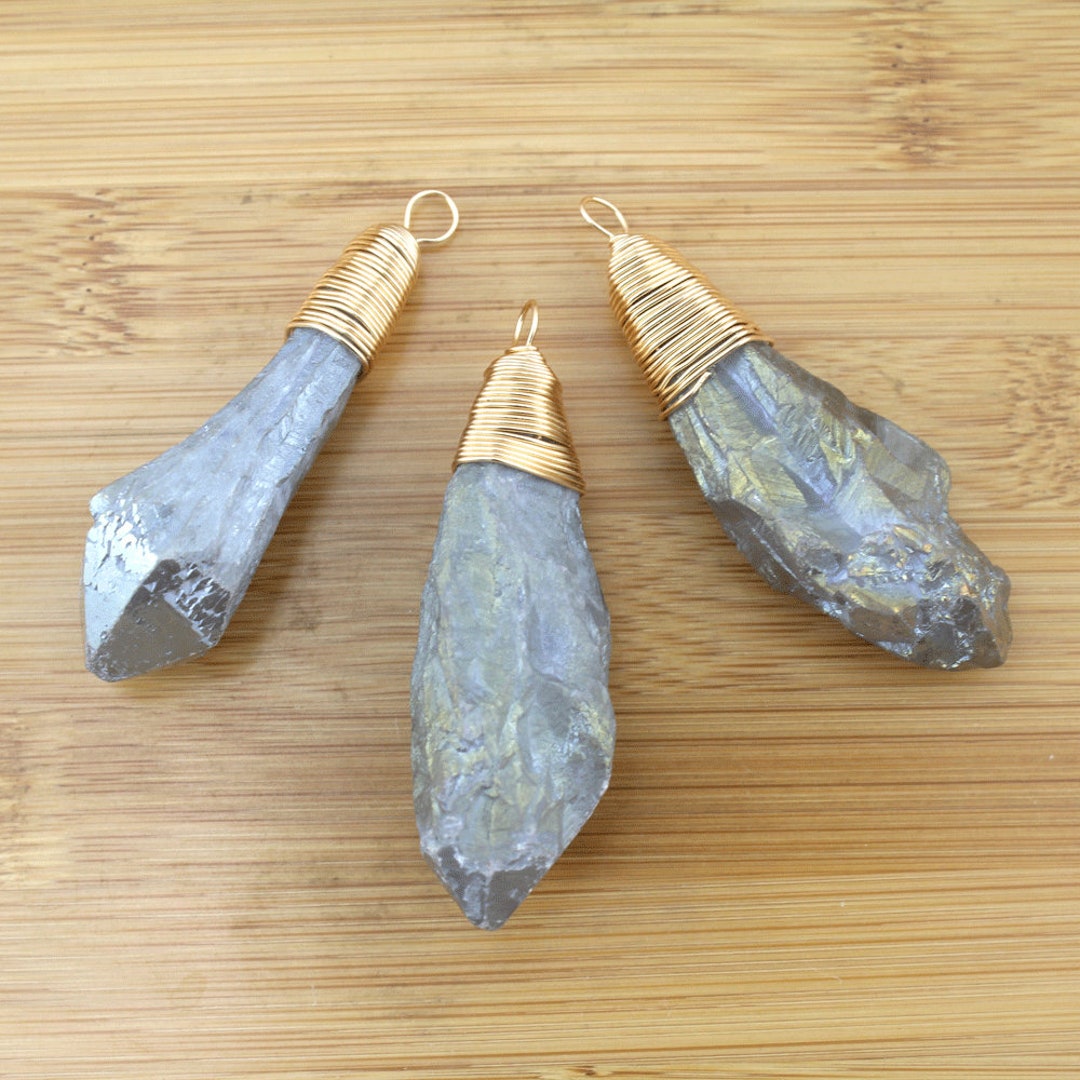 Wholesale Quartz Pendant, Crystal Quartz Pendant, Gold Edged Pendant ...