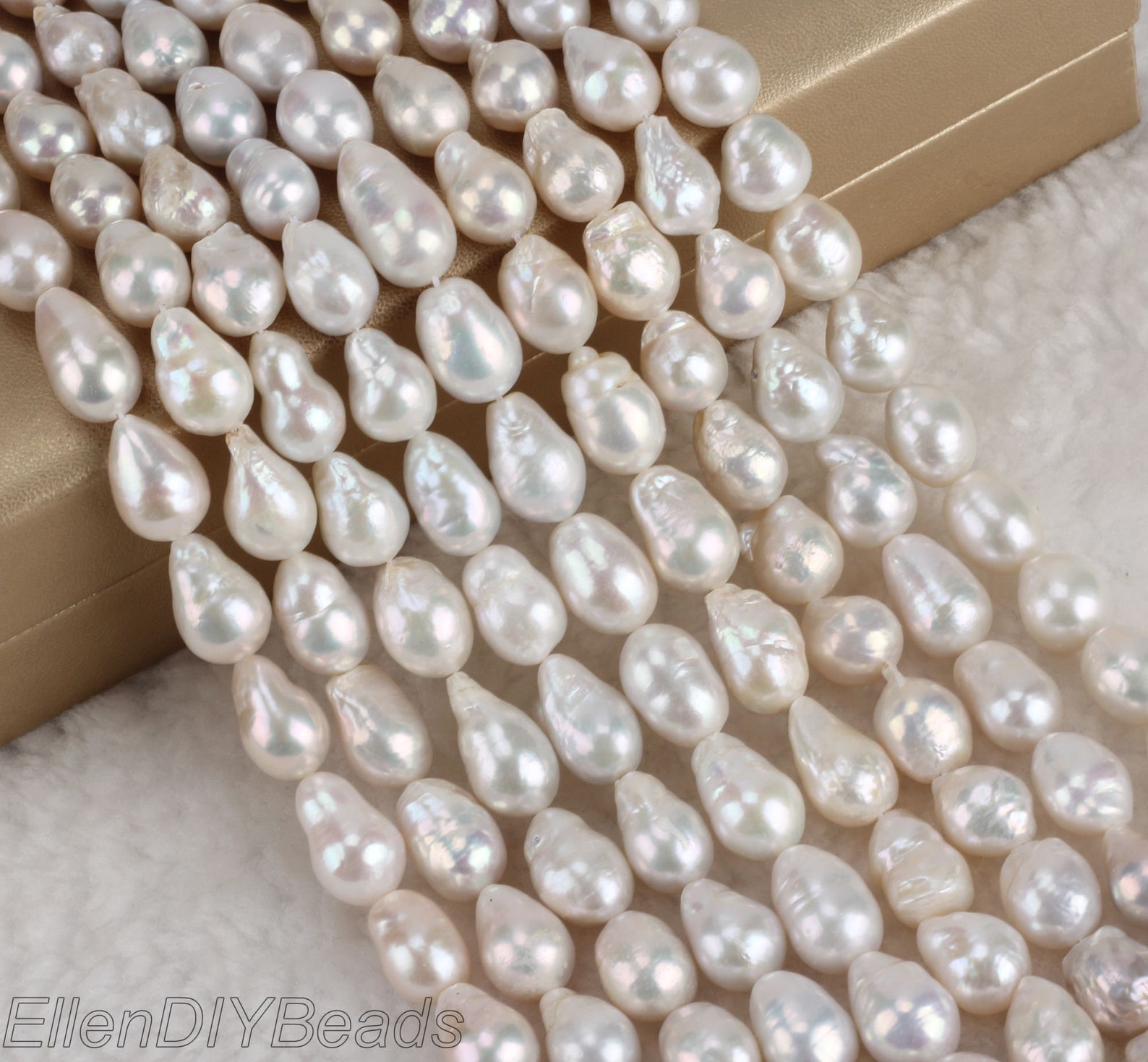 8-10x12-16mm White Teardrop Nucleated Pearls,natural Freshwater Baroque ...