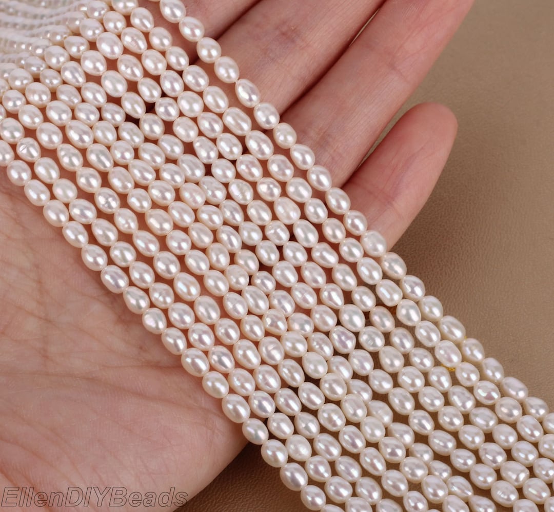 3.5-4mm Good Quality White Small Rice Pearls, Genuine Natural ...