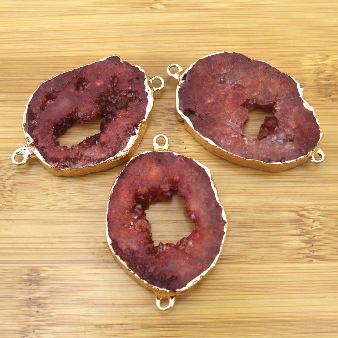 35-50 X 40-55mm Geode Quartz Druzy Crystal Drusy Gemstone Pendant, Red ...
