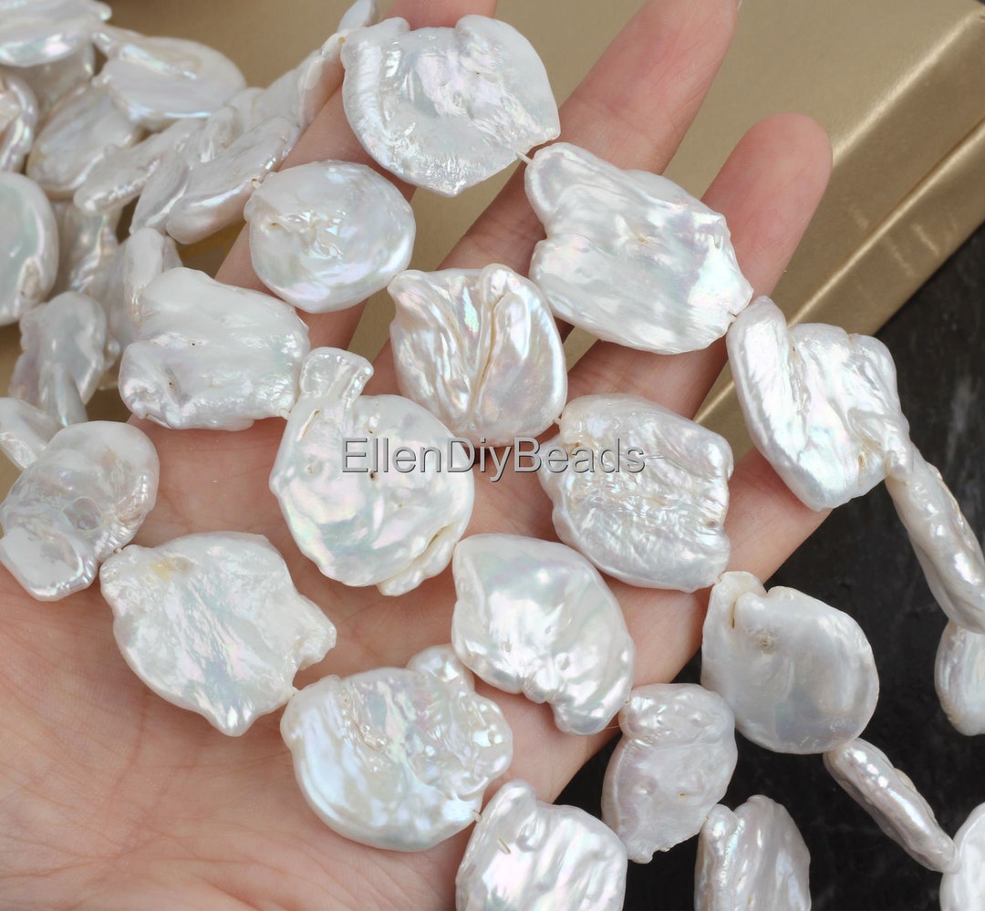 22-25mm Large White Coin Pearls, Big Size Pearls, Irregular Pearl ...