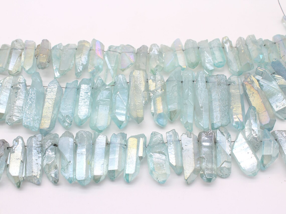 Raw Light Blue Quartz Points blue Aura Quartz Crystal Point - Etsy
