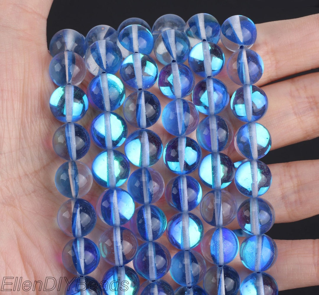 Blue Spectrolite Crystal Beads: Iridescent Gemstone Strand - 15 Inches ...