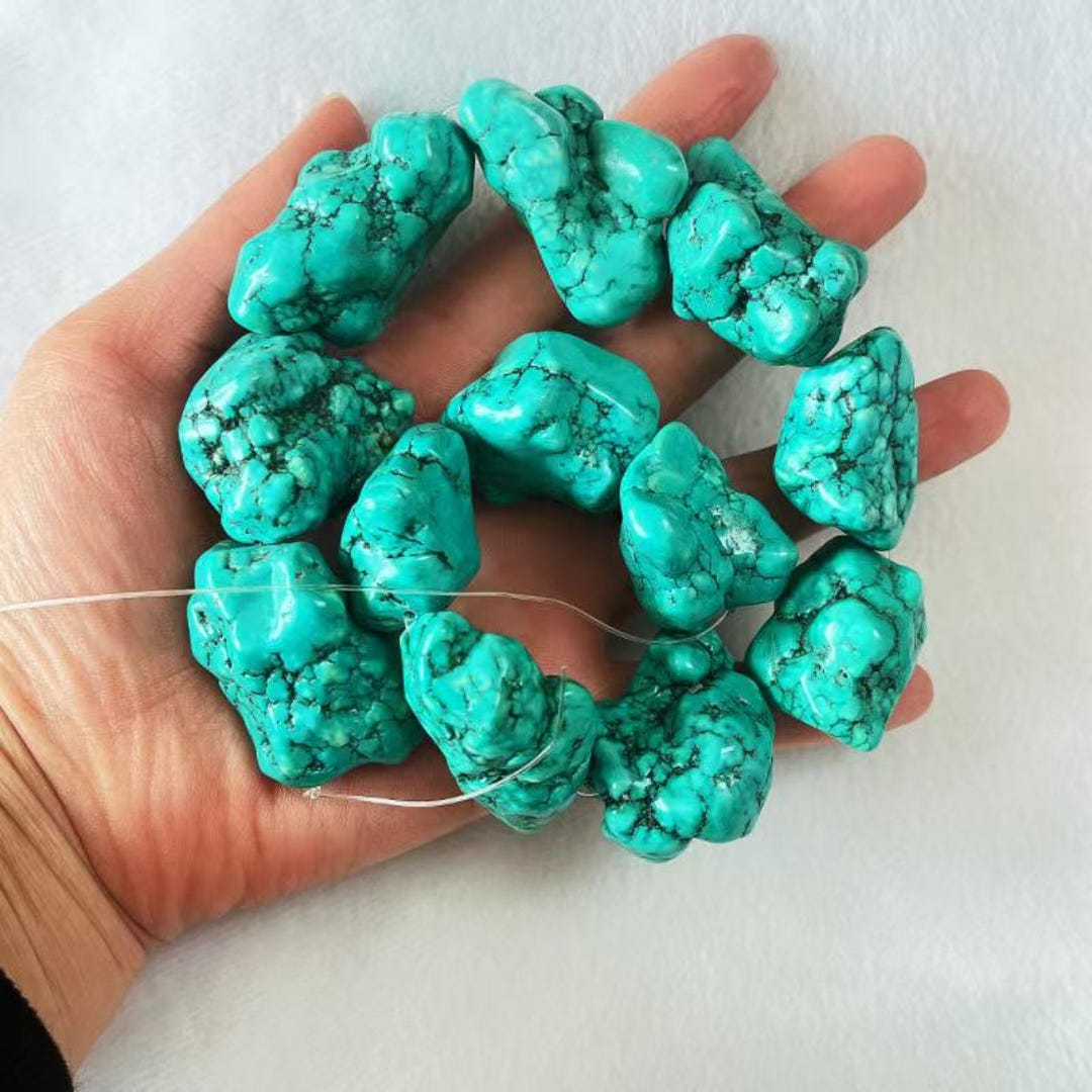 Nugget Turquoise Beads,large Turquoise Stone Beads,blue Pebble Nugget ...