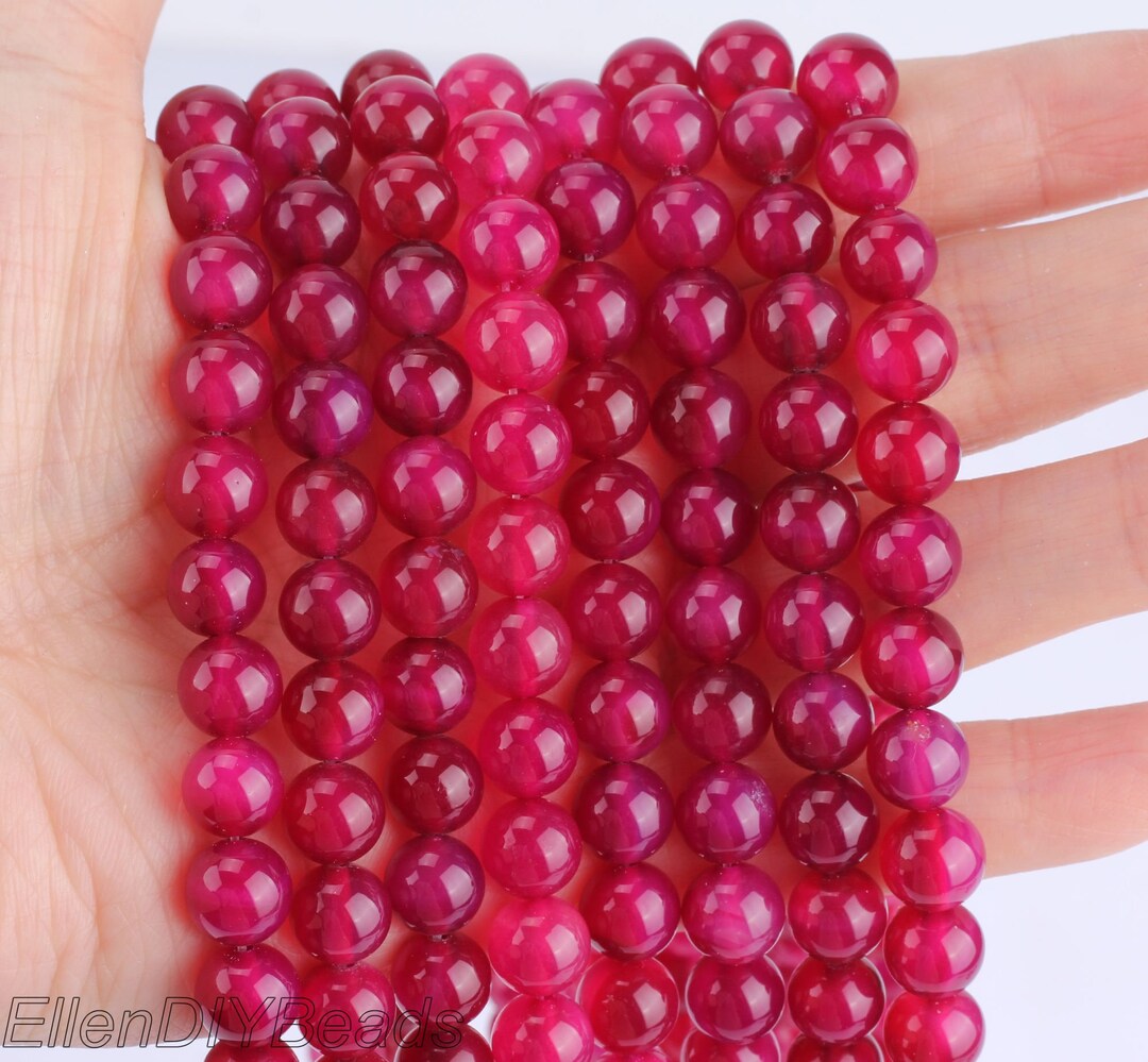 Romantic Agate Beads, Full Strand Semi-precious Stone, Round Rose Red ...