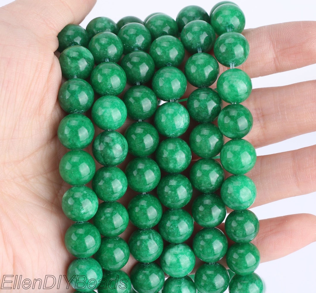 4/6/8/10/12mm Optimal Green Jade Beads, Polished Round Green Gemstone ...