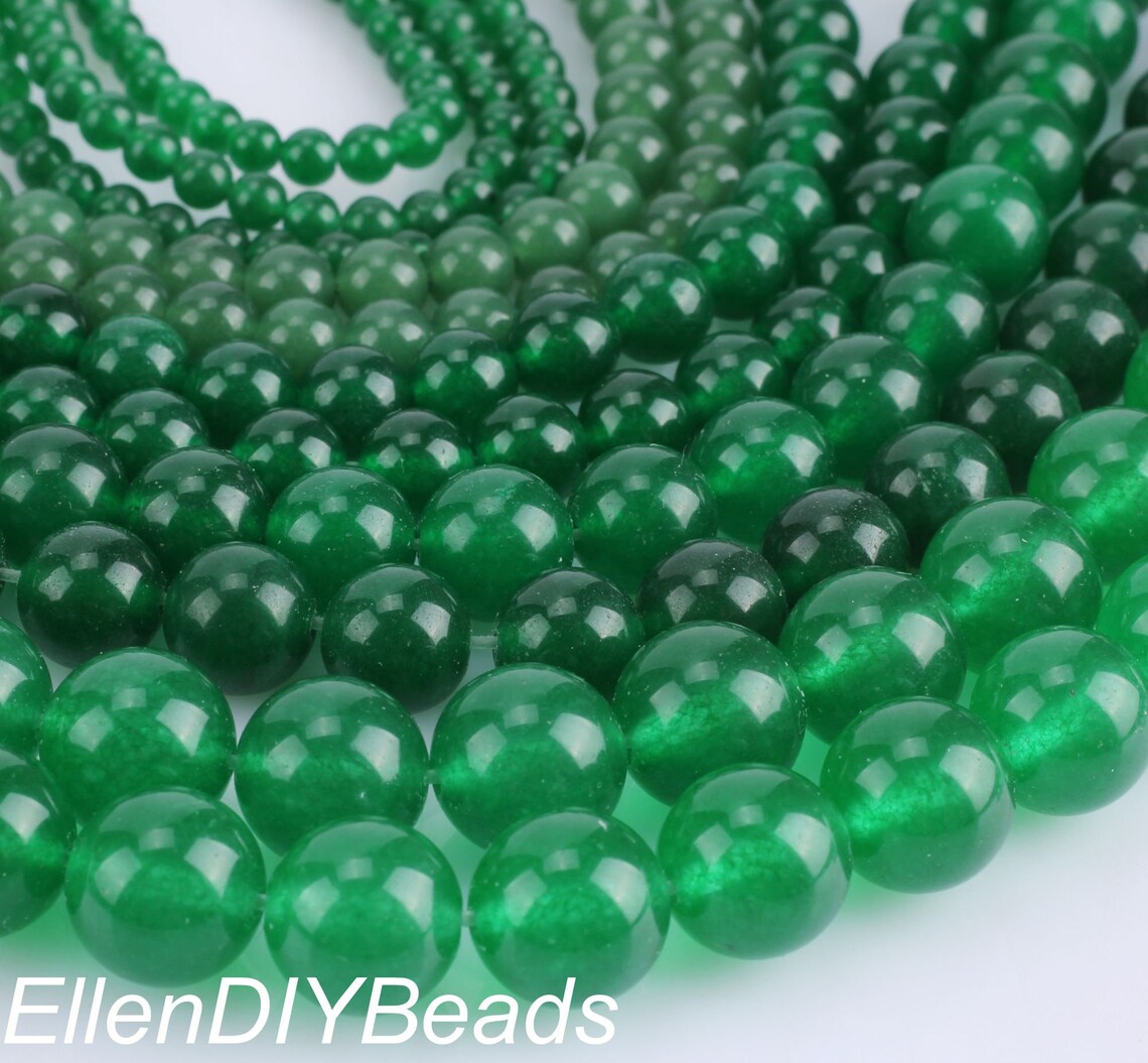 4/6/8/10/12mm Round Green Malay Jade, Elegant Gemstone Beads, Loose ...