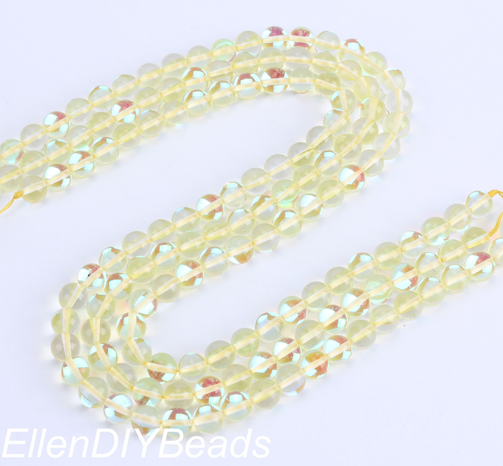 Light Yellow Spectrolite Crystal Beads, Glowing Flash Mystic Aura Beads ...