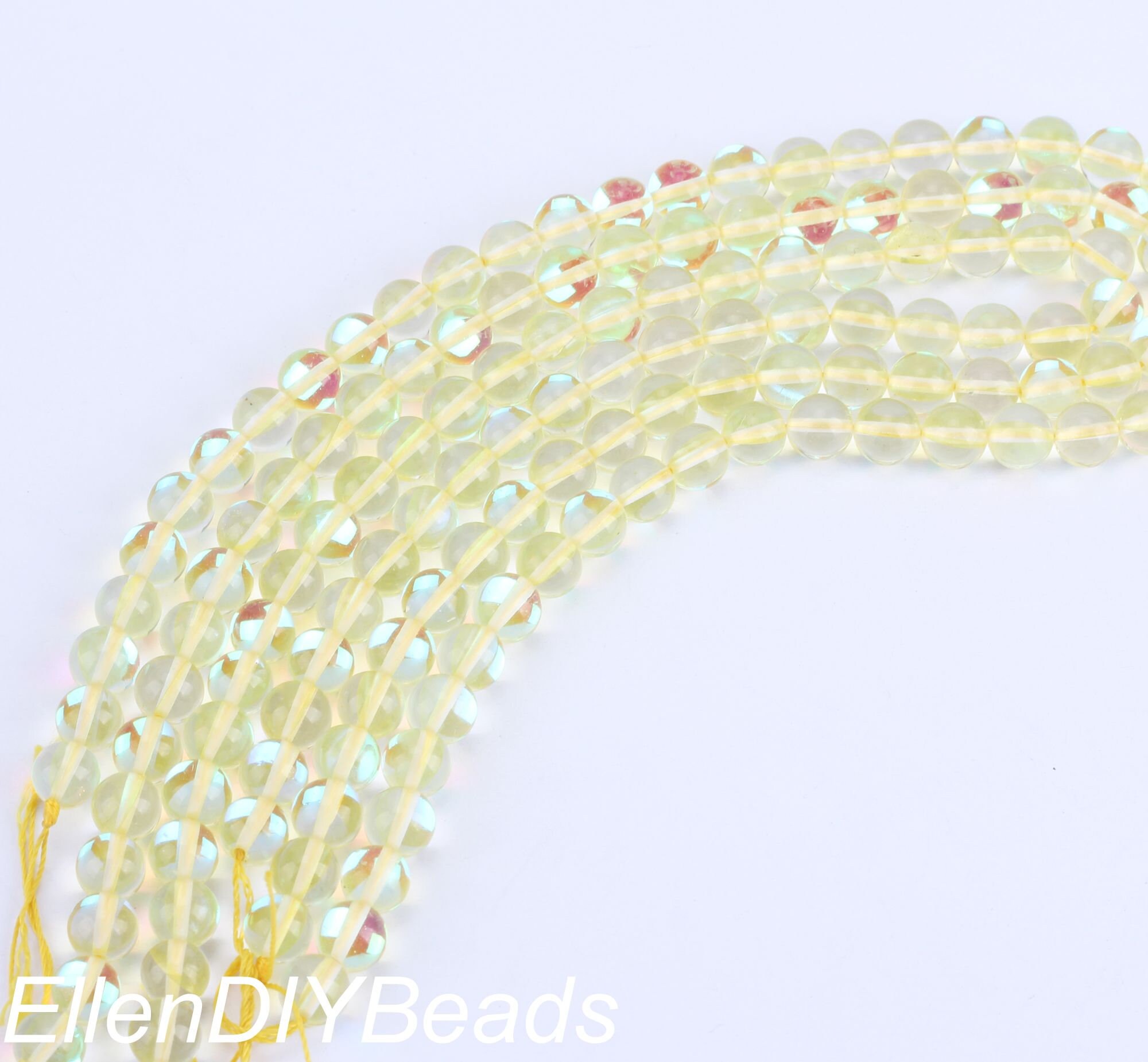 Light Yellow Spectrolite Crystal Beads, Glowing Flash Mystic Aura Beads ...