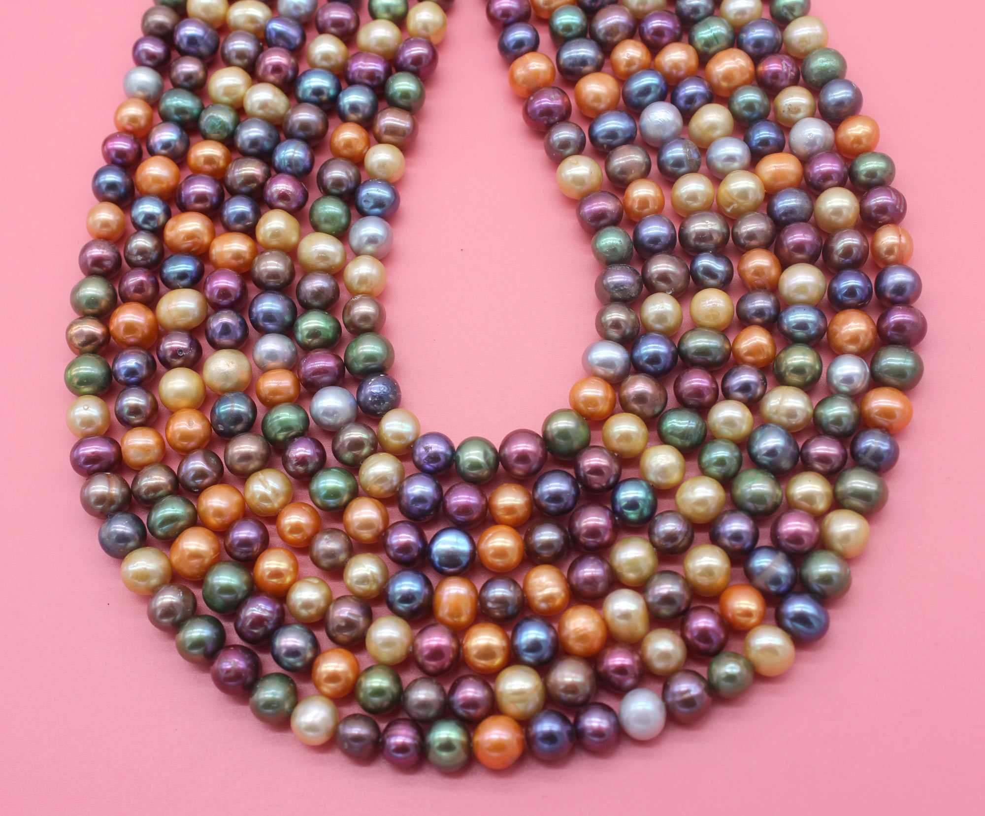 Full Strand 7-8mm Multi Color Freshwater Cultured Pearl - Etsy