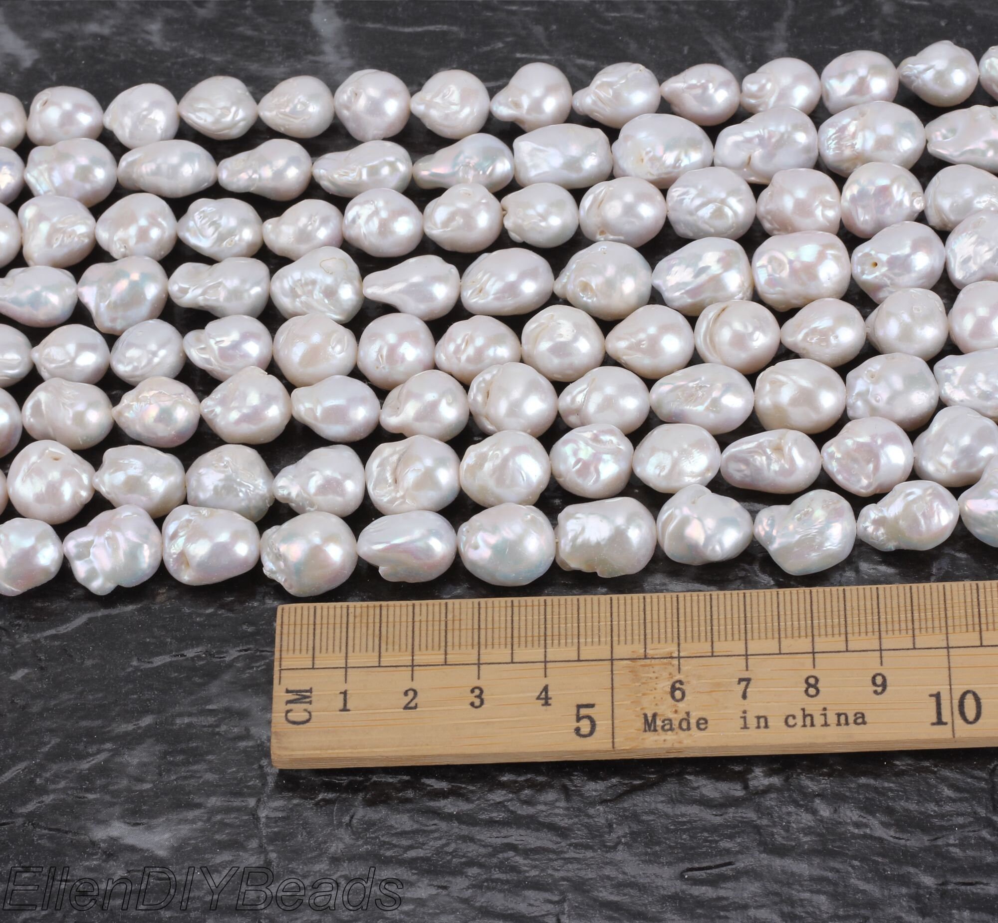 11-12x13-15mm White Baroque Nucleated Pearls, Genuine Natural ...