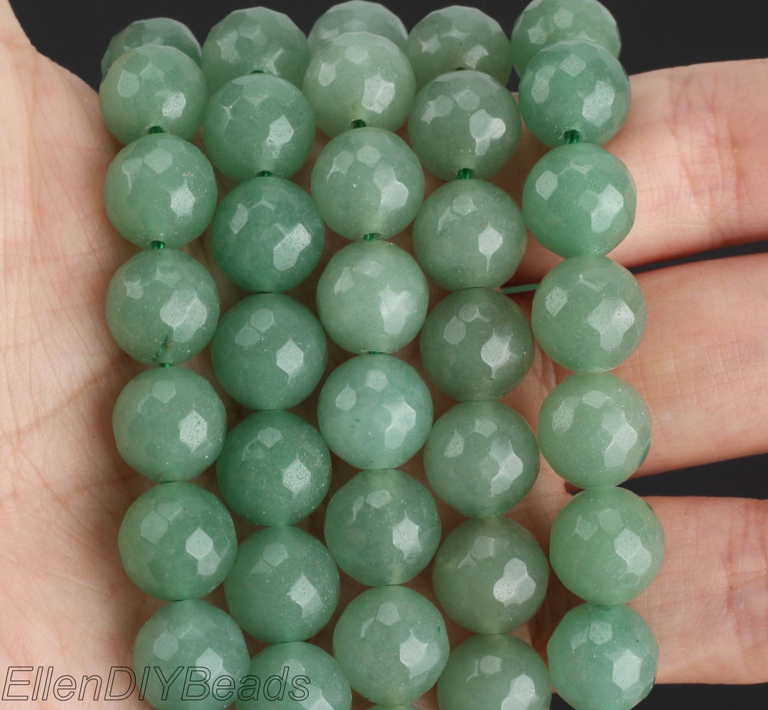 Faceted Green Aventurine Jade Beads, Fresh Colorround Jade Beads ...
