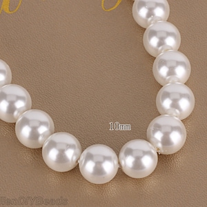 White Round Shell Beads, High Luster Loose Shell Beads, Jewelry Making ...