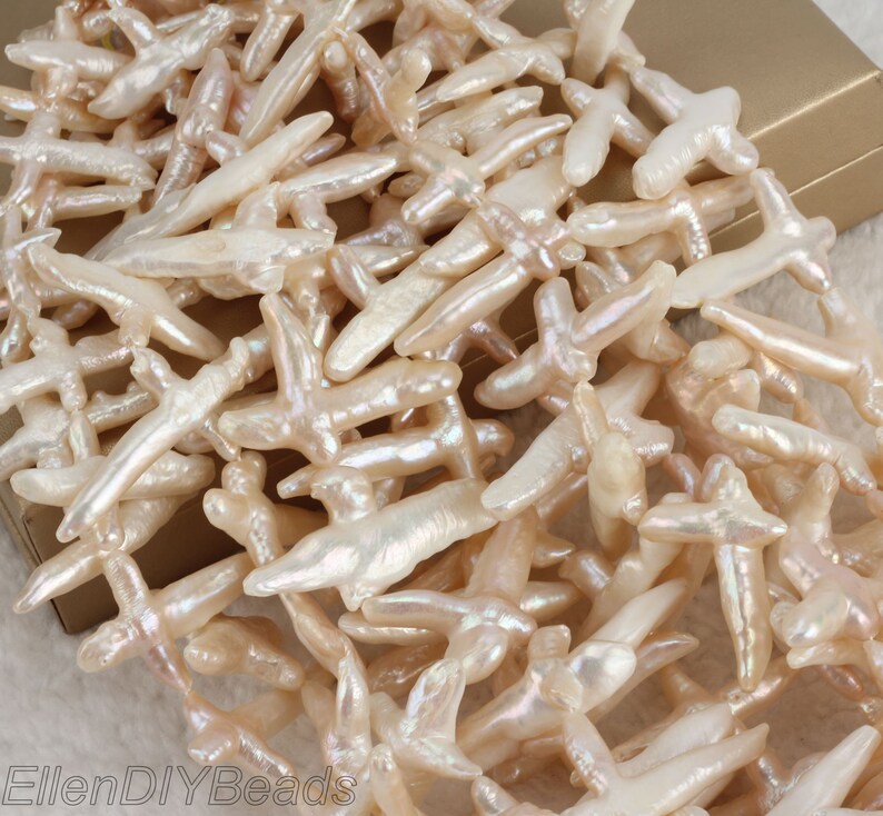 20-30x30-50mm Unique Cross Shaped Pearls, White Natural Freshwater ...